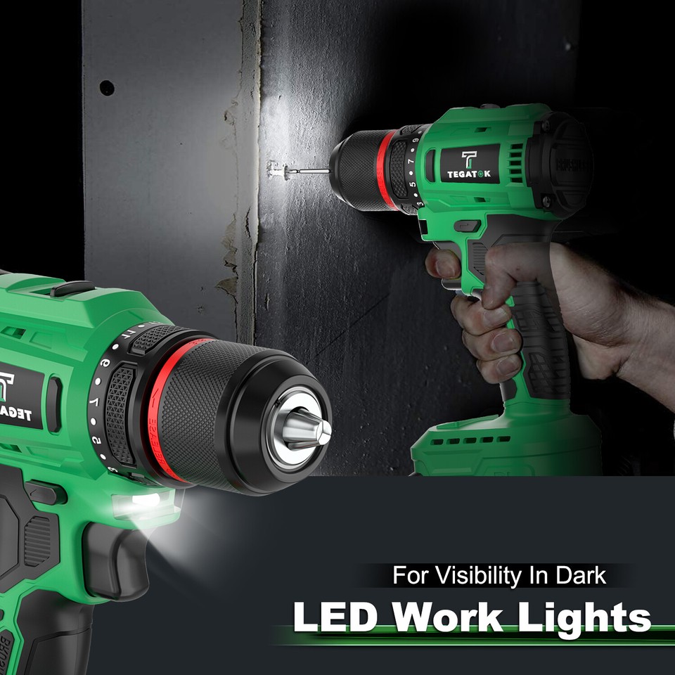 20V Cordless Portable Electric Drill, Chargeable Drill Driver with 2 ...