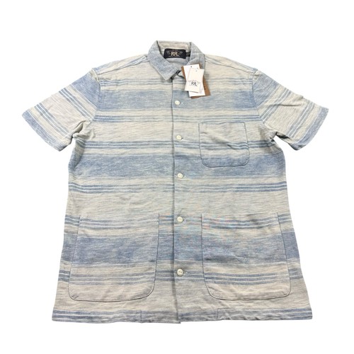 RRL Ralph Lauren Dual Pocket Blue Indigo Jersey Button Front Size XS ...