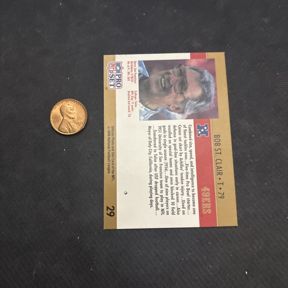 1990 Pro Set - Printing Proofs Bob St. Clair #29 Cyan Front, Blank Back ...