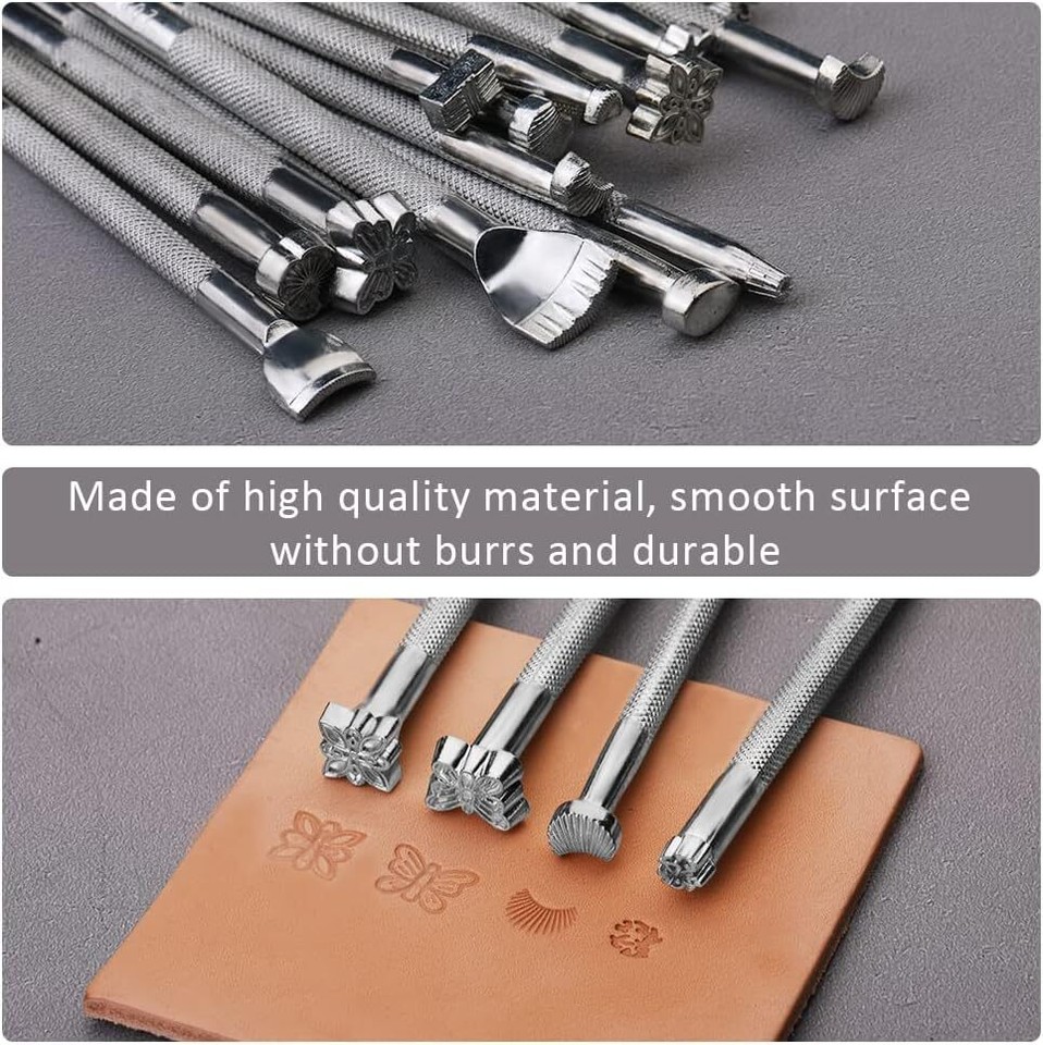 20pcs Leather Stamps Leather Stamping Tool Saddle Making Stamp Punch ...