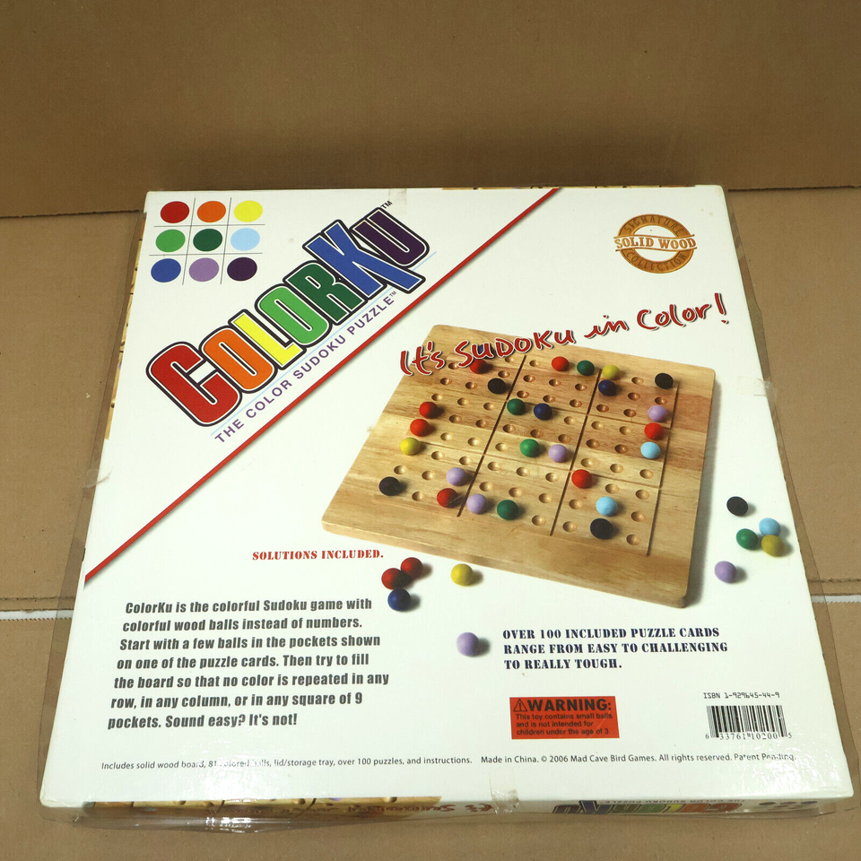 NEW SEALED ColorKu The Color Sodoku Puzzle 2006 Mad Cave Bird Games ...