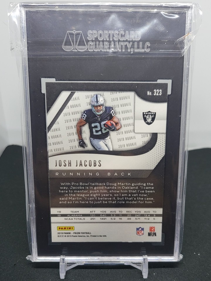 2019 Panini Prizm Josh Jacobs SGC 10 Gem Mint RC Rookie Raiders | eBay