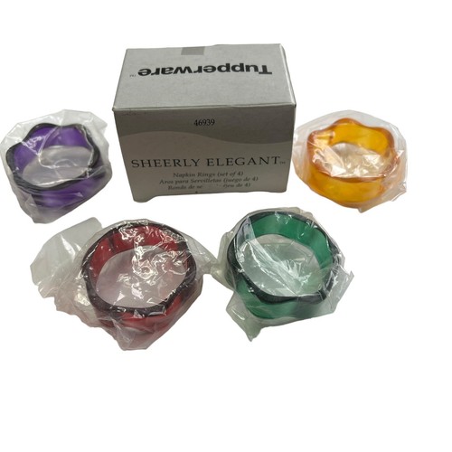 New Open Box 4 piece Tupperware Sheerly Elegant Napkin Rings 46939 ...