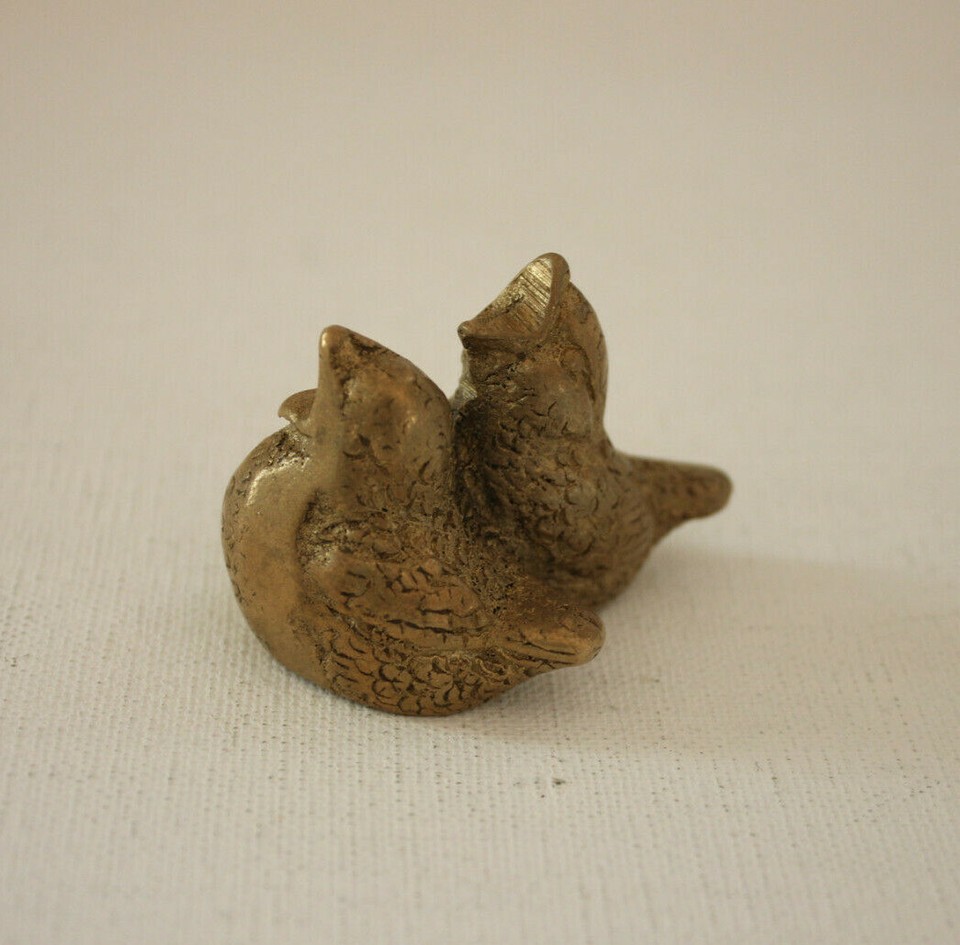 2 Vögel Messing 149g massiv Tier Figur Statue Skulptur animal brass alt ...