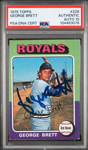 1975 Topps #228 George Brett Signed Rookie Card Autograph RC PSA 10 ...