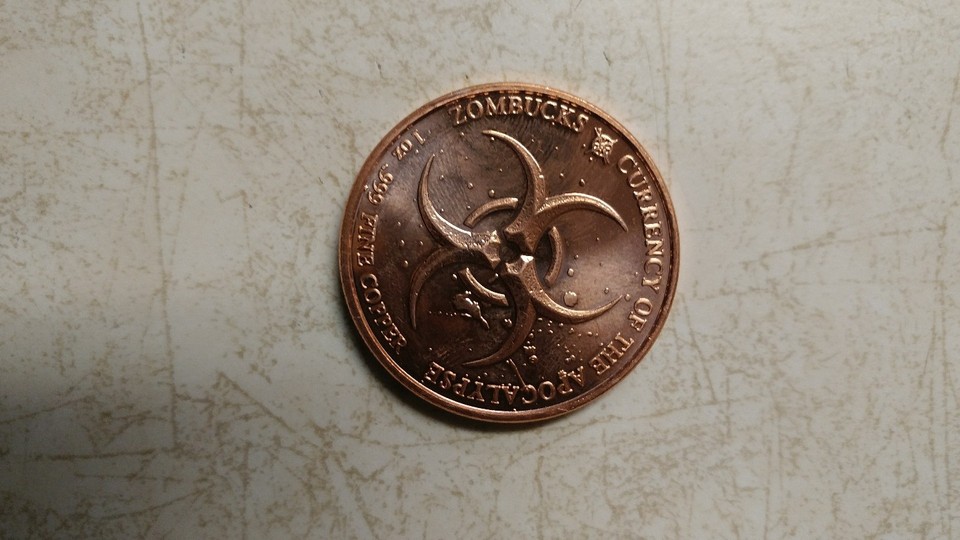 .999 COPPER 1oz Coin Round Morgue Anne Morgan Dollar Zombucks Zombie ...
