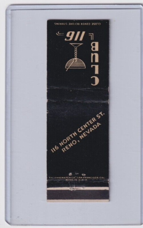 CLUB 116 Gaming Club - 1940's matchcover - Center St. - Reno, Nevada | eBay
