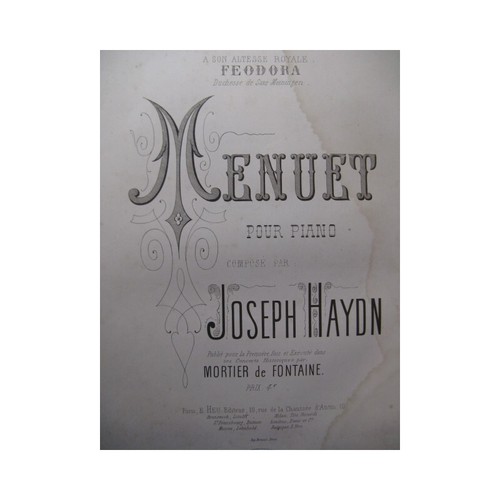 HAYDN Joseph Menuet Piano 1867 | eBay