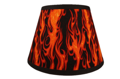 Fire Flames Flame Print on Black Fabric Handmade Lampshade Lamp Shade ...