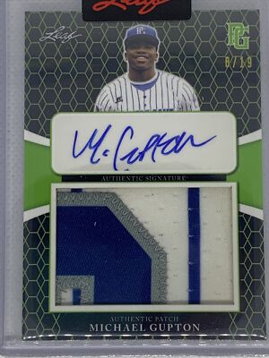 2021 LEAF PERFECT GAME GREEN MICHAEL GUPTON THREE COLOR PATCH AUTO # 8/ ...
