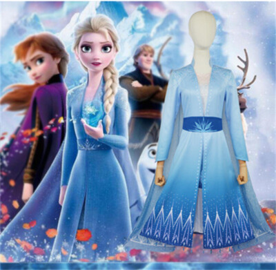 Anime Movie Frozen II Cosplay Elsa Costume Princess Dress Outfit ...