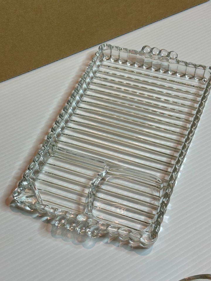 Vintage 40s Hazel Atlas Clear Depression Glass Sip Snack Smoke Plate ...