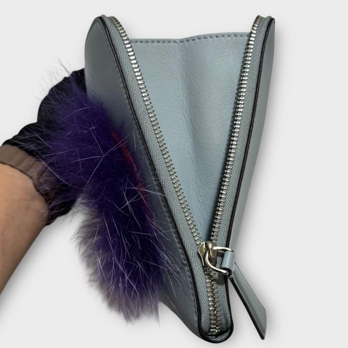 FENDI Monster Clutch Bag Light Blue Leather from Japan | eBay