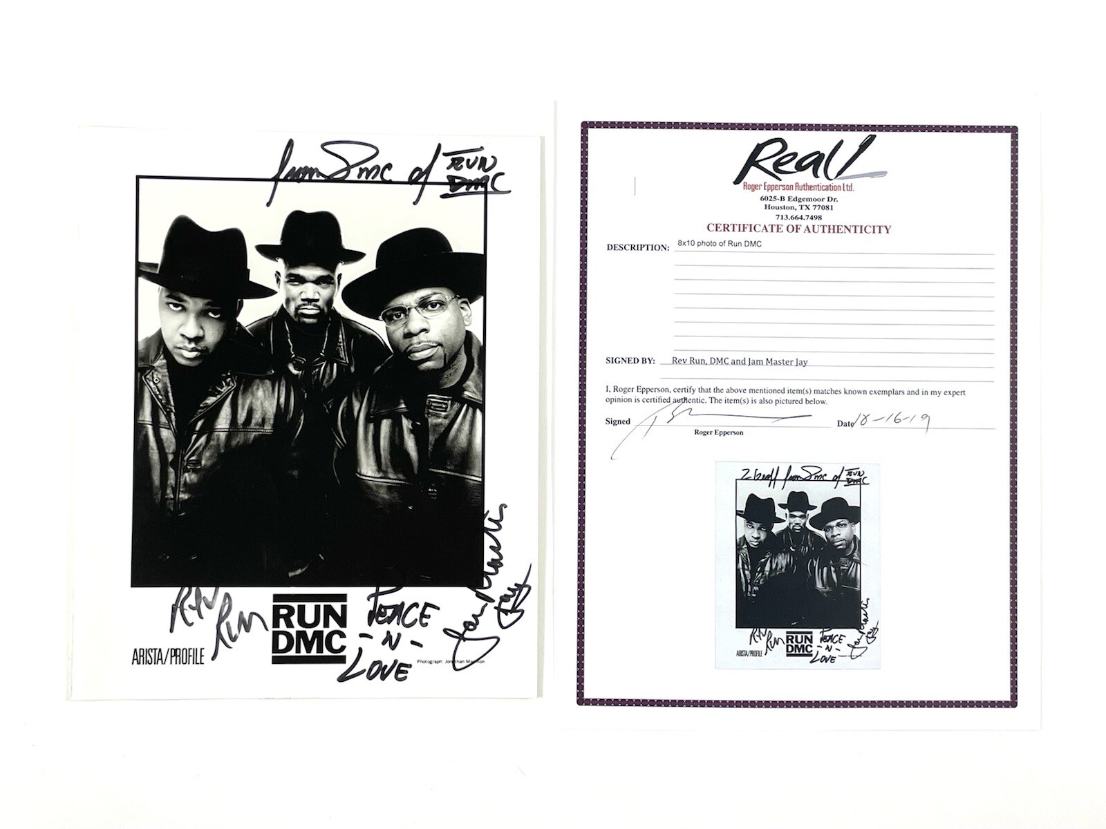 Run DMC Band Signed 8x10 Promo Press Photo Jam Master Jay Rev Run Rap ...