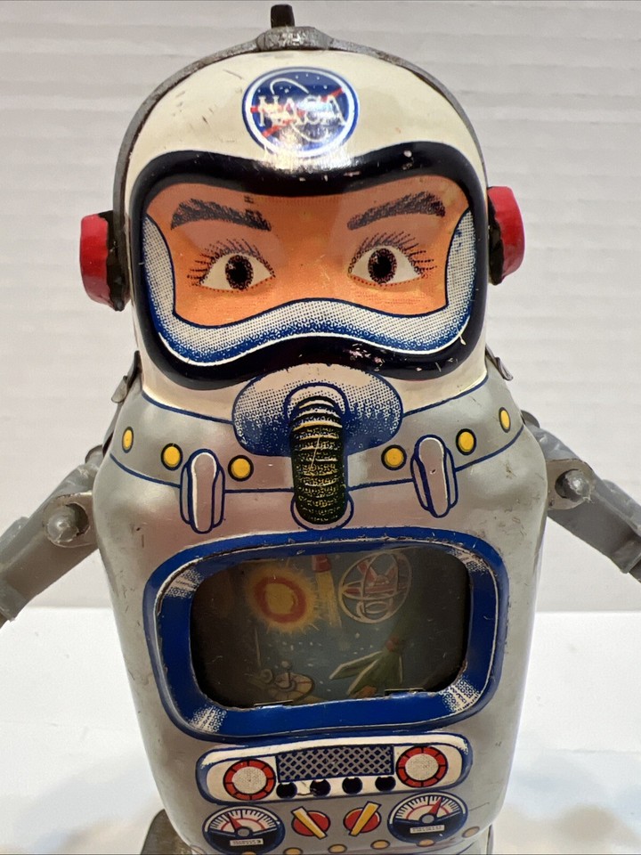 Alps Mechanical Television Spaceman Tin Robot Wind Up NASA Astronaut ...