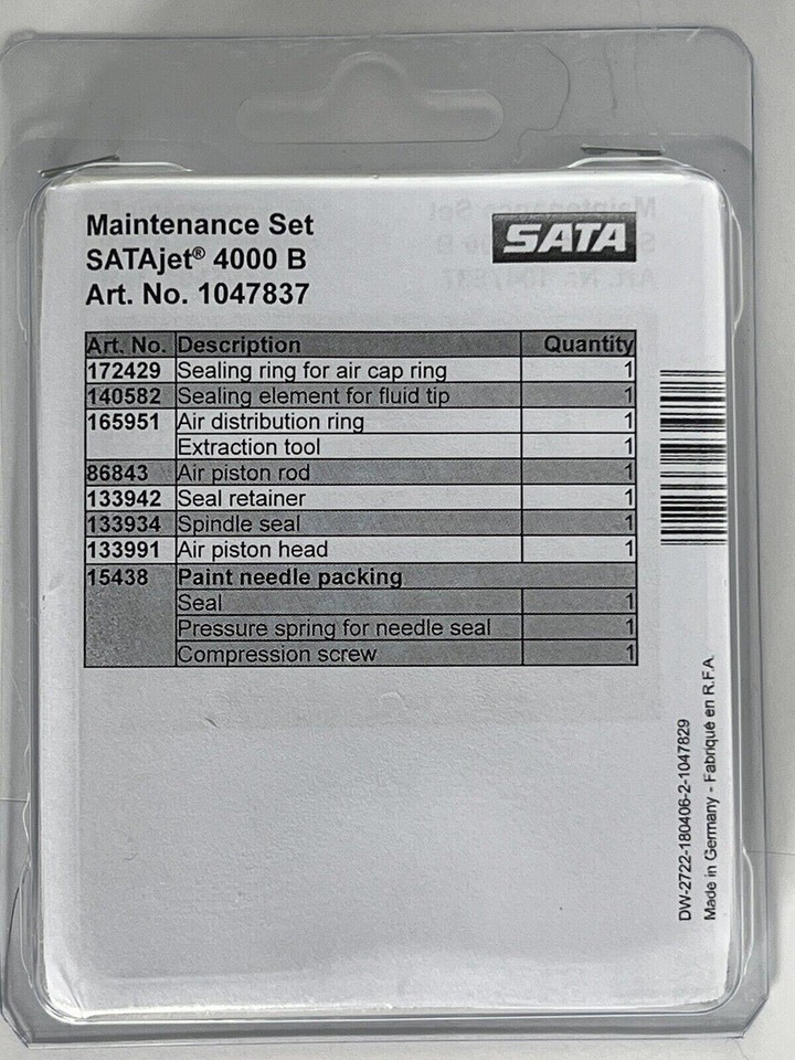 1047837 SATA JET 4000B Maintenance Kit, Spray Gun Rebuild HVLP & RP | eBay