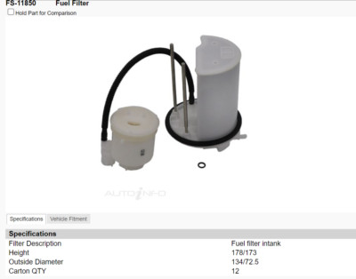 Sakura Fuel Filter for Toyota Rav 4 ACA38R ASA44R ZSA42R ACA33 GSA33 01 ...