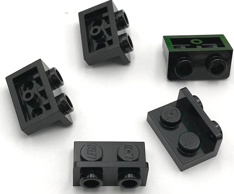 Lego 5 New Black Brackets 1 x 2 - 1 x 2 Inverted Parts | eBay