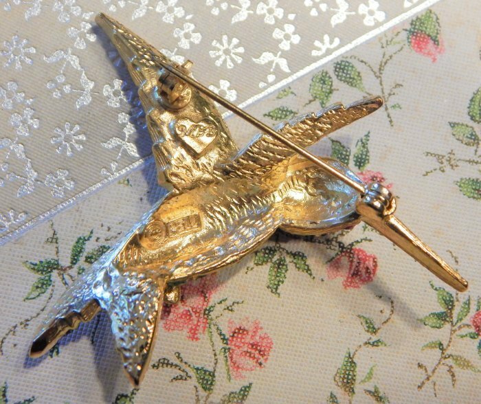 Designer Signed Vintage PELL MBB Color Rhinestone Hummingbird Figural ...