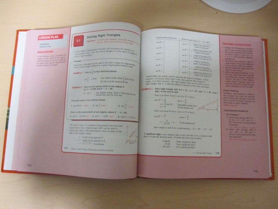 Prentice Hall Trigonometry Teacher's Edition Textbook 1993 by Hayden ...