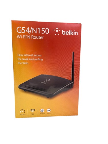 Belkin G54/N150 Wi-Fi N Router 2.4GHz Data & Web Traffic Factory Sealed ...