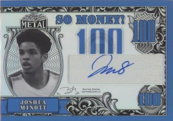 2021-22 Leaf Metal - So Money Autographs Joshua Minott #SM-JM1 Blue ...