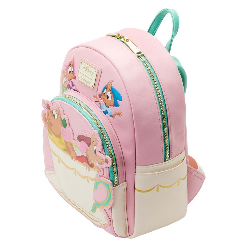 Disney Loungefly Cinderella Pink Gus and Jaq Mice Teacup Mini Backpack ...