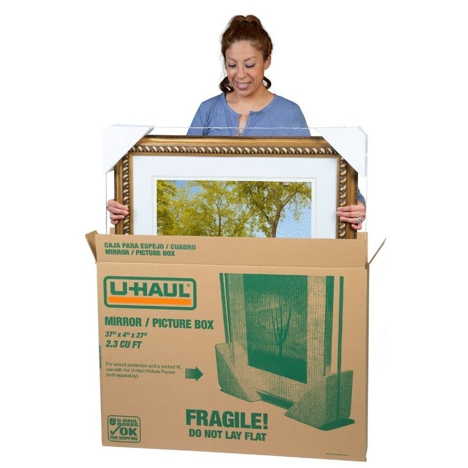 U-Haul Mirror and Picture Moving Box 37"x27"x4"Holds Up to 65 lbs ...