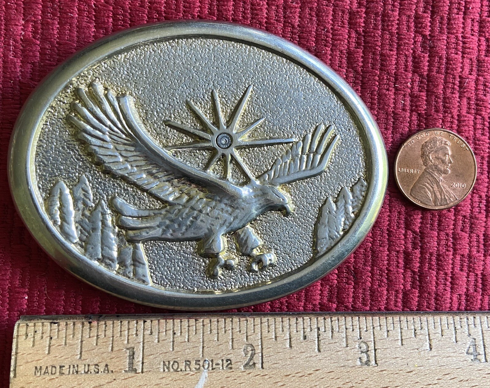 EAGLE SWOOPING HAWK STAR SUN RAYS SHINING MOUNTAINS B… - Gem