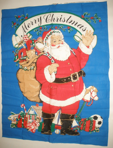 Santa Claus Fabric Panel 1992 Fraser /Carolyn Bryan Collection Vintage ...