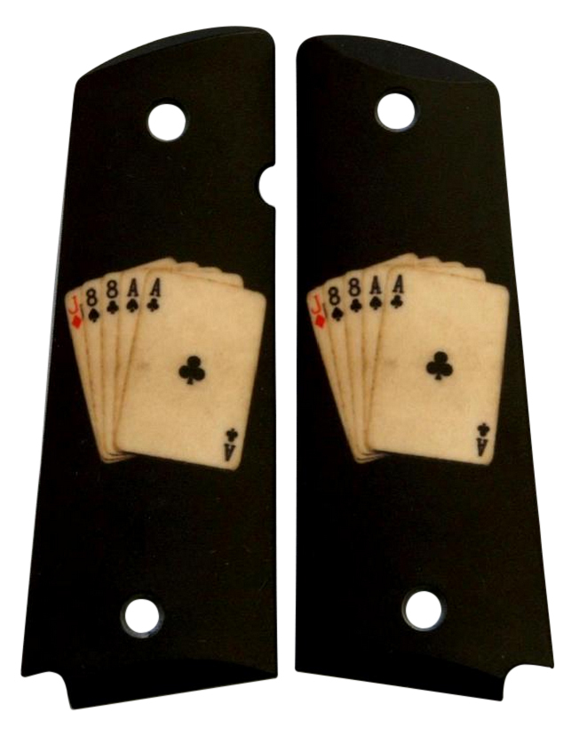 Dead Man's Hand on Black Full Size Government Commander 1911 Grips | eBay
