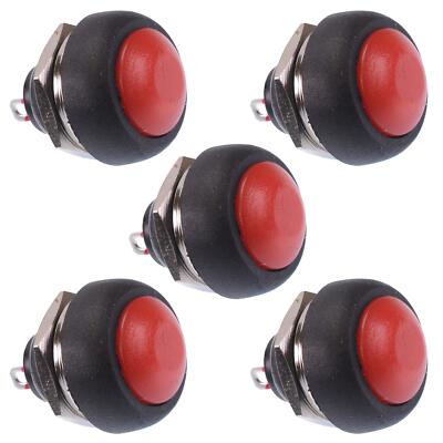 5 x Red Momentary Push Button Horn Switch Car Dashboard Dash Boat SPST ...