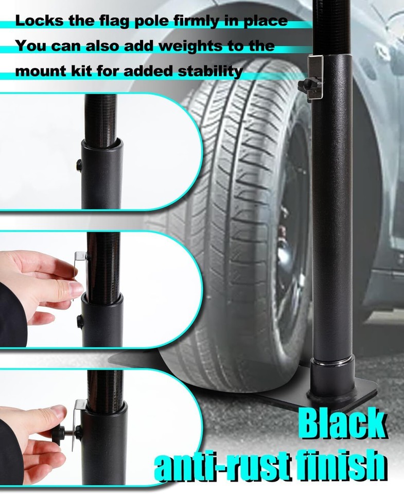 Telescoping Flagpole with Tire Mount - 20ft Carbon Fiber RV Flag Pole ...