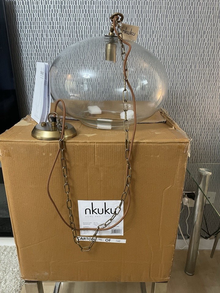 Nkuku Large Clear Glass Pendant Ex display only. £119.99 (John Lewis £ ...
