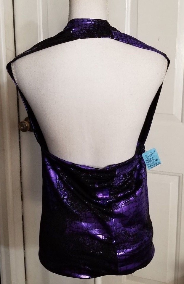 New Womens Purple Black Scenewear Originals Exotic Dance Club Top One ...