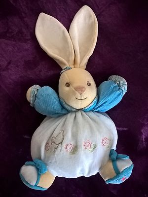 DOUDOU BOULE KALOO BLEU LAPIN 19 CM FLEURS POULE OISEAU vintage 2003 | eBay