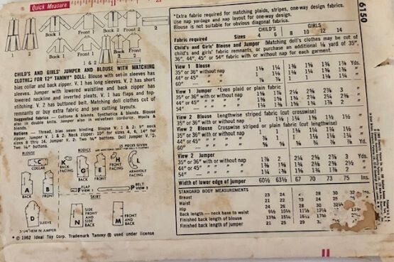 Simplicity Sewing Pattern 6150 Girls Size 4 & Matching 12" Doll Outfit ...