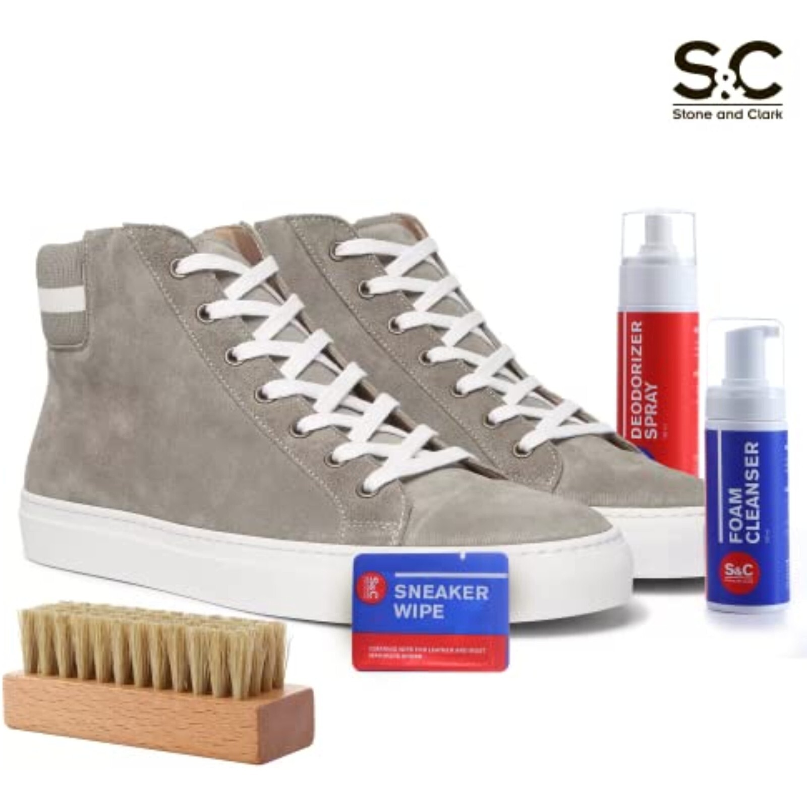 Premium Shoe Sneakers Cleaning Kit Foam Protector Deodorizer Brush ...