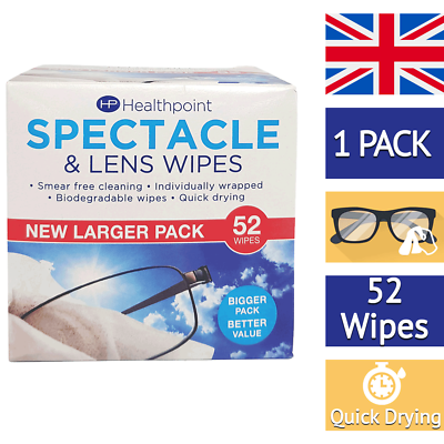Healthpoint Spectacle Lens cleaning Wipes Glasses Sunglasses Smear Free ...