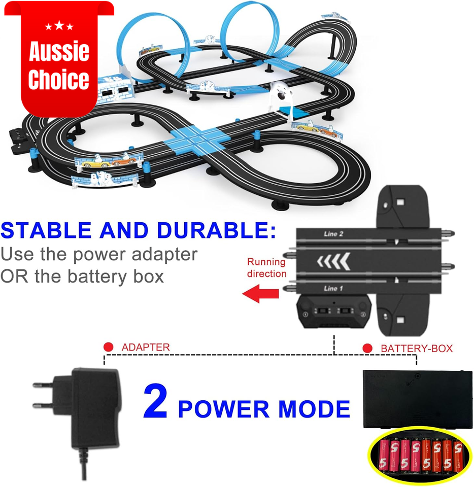 High Speed Electric Slot Car Racing Track Set with 4 Vehicles and Lap ...