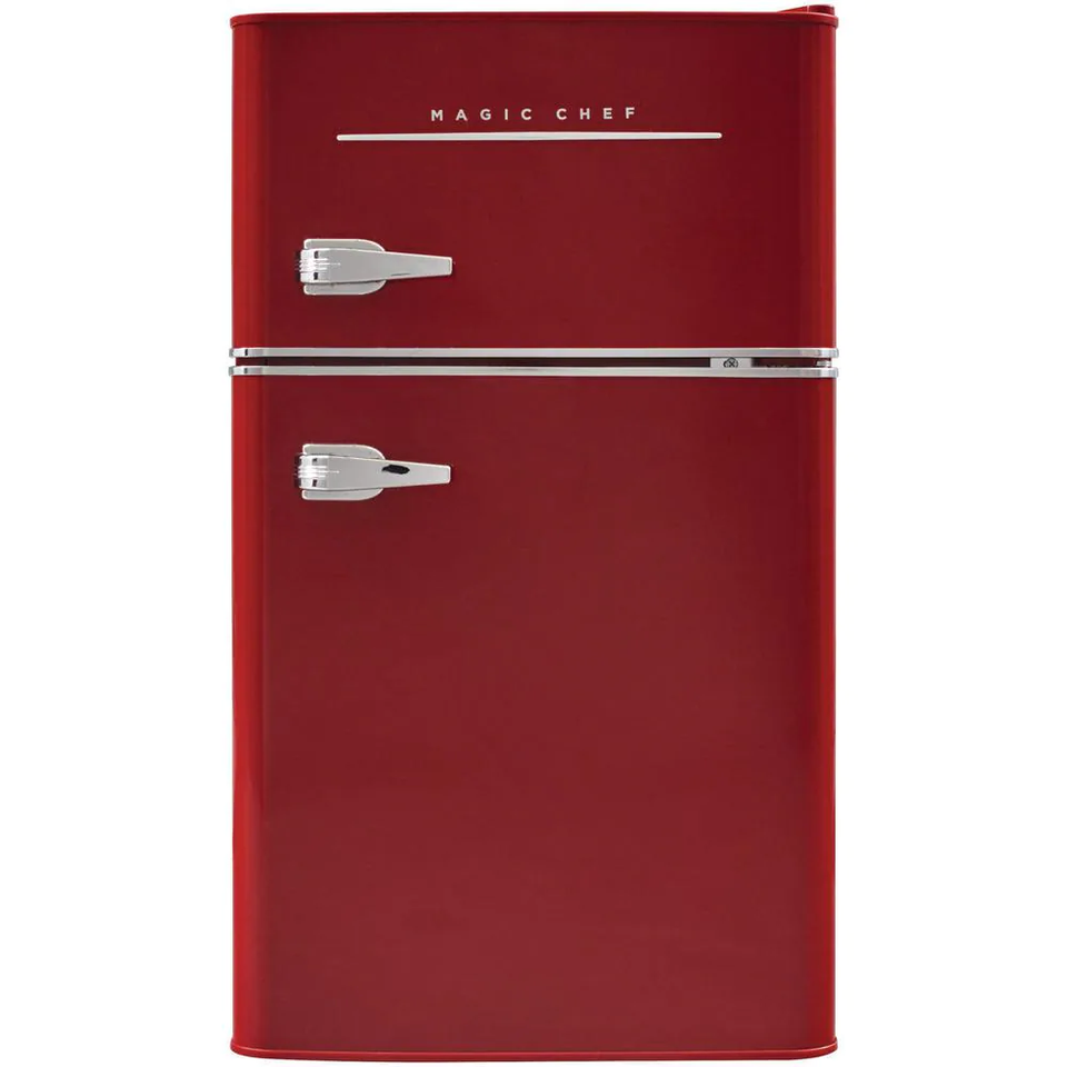 Mini Refrigerator Freezer Retro Small Fridge 2 Door Office Dorm Cooler ...