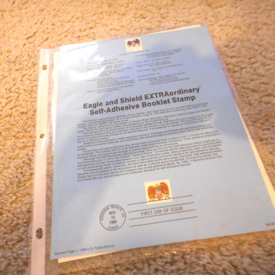 1st Day Issue 1989-82 Souvenir Stamp Sheets Eagle & Shield & Wolf Trap ...