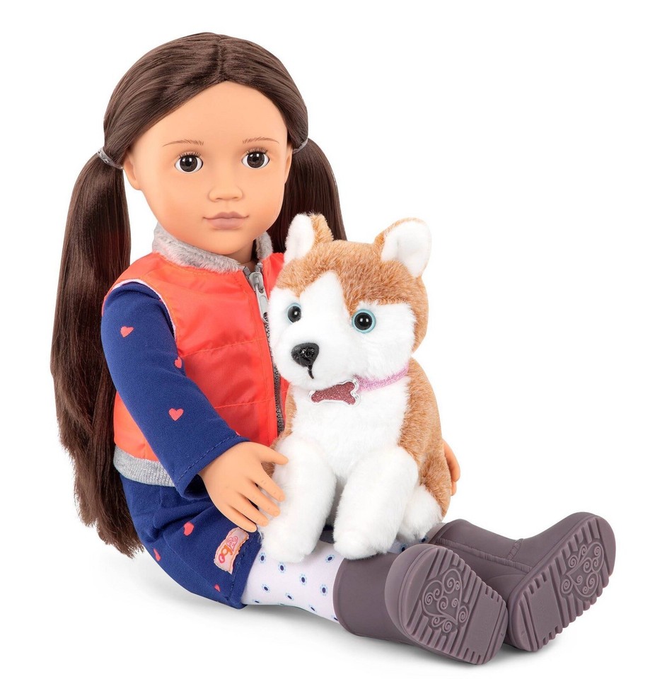 NEW Our Generation Leslie Doll, Pet Husky ~ w/Dog House, Bed & Carry Case 18” | eBay