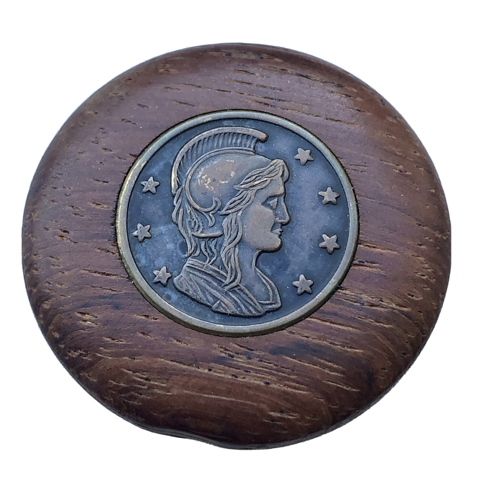 Vintage Roman Soldier Head Raised Brass Inlay Wood Button Metal Shank 1 ...