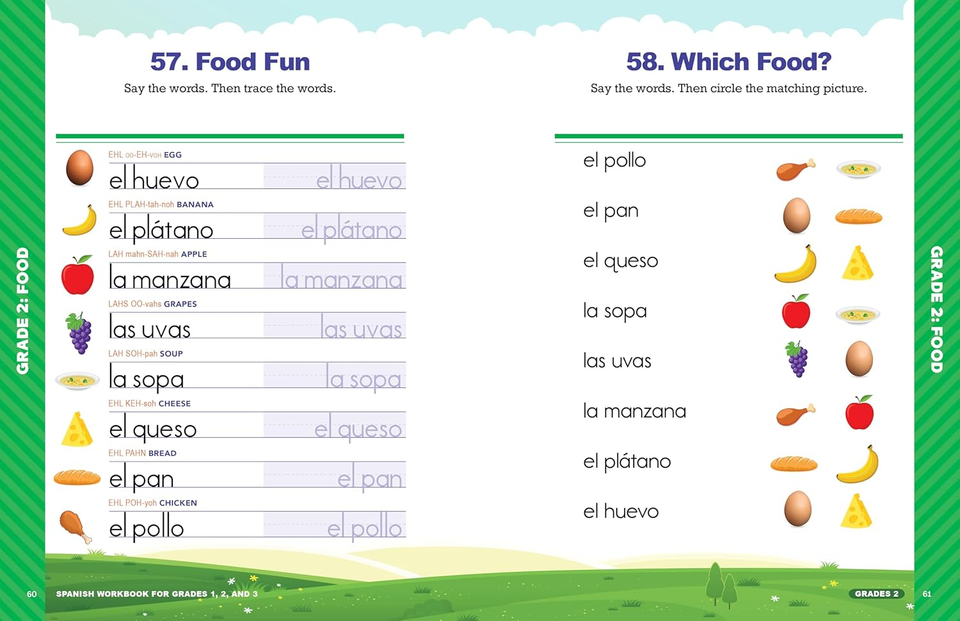 The Spanish Workbook for Grades 1, 2, and 3: 140+ Language Learning ...
