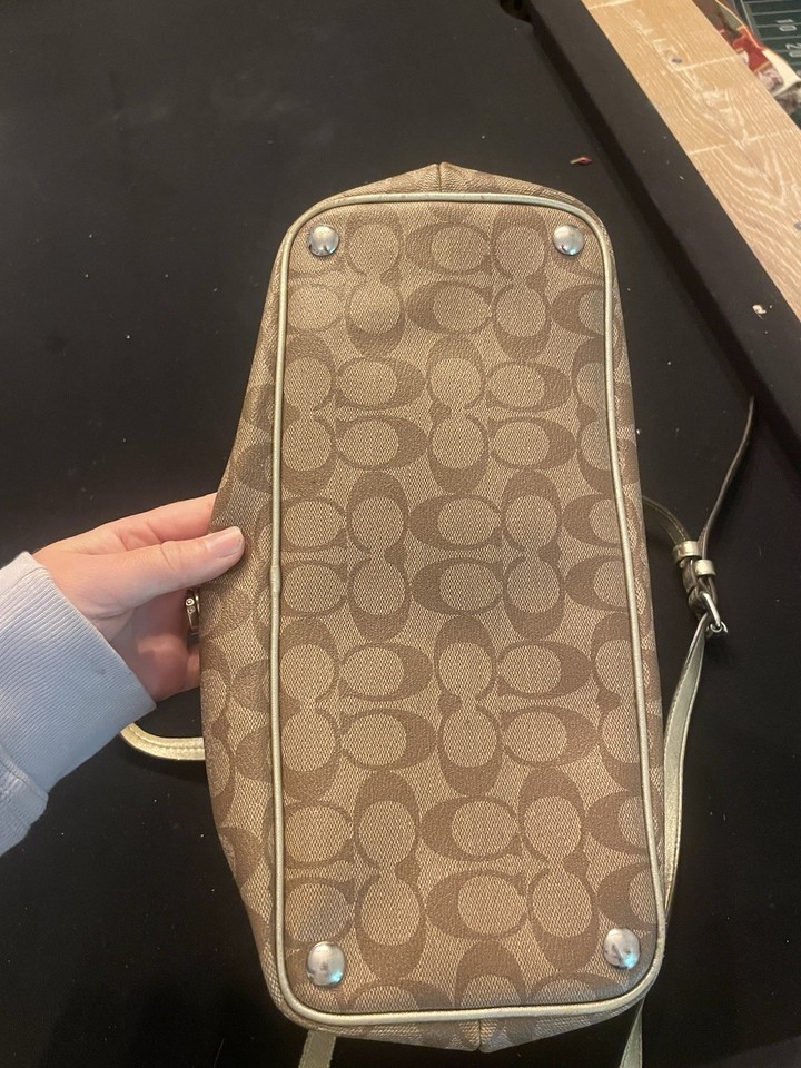 Coach Tan Gold Signature Crossbody Bag Purse | eBay