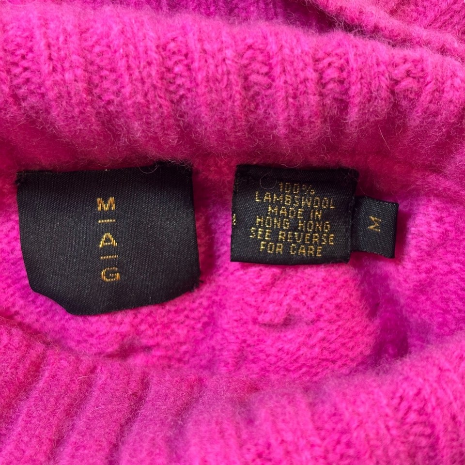 MAG Turtleneck Cable Knit Bobble Vest Sweater Lambswool Women Size M ...