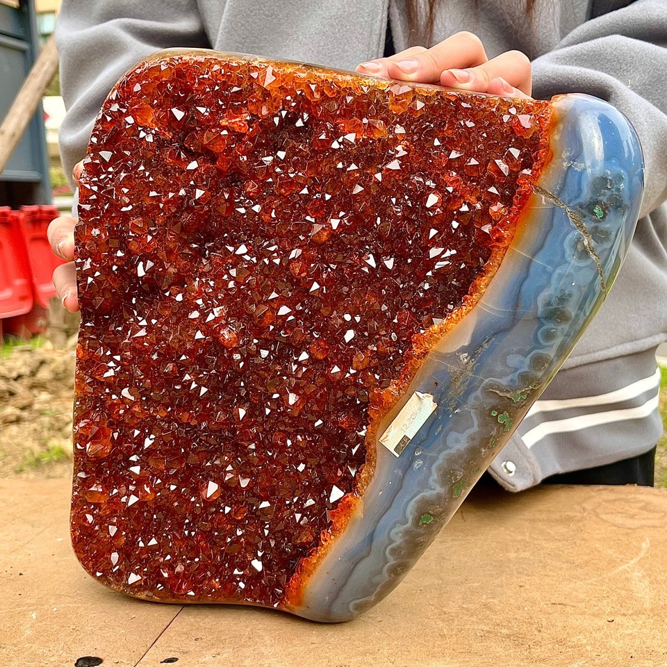 27.07LB Natural citrine geode quartz cluster crystal Cathedrals ...