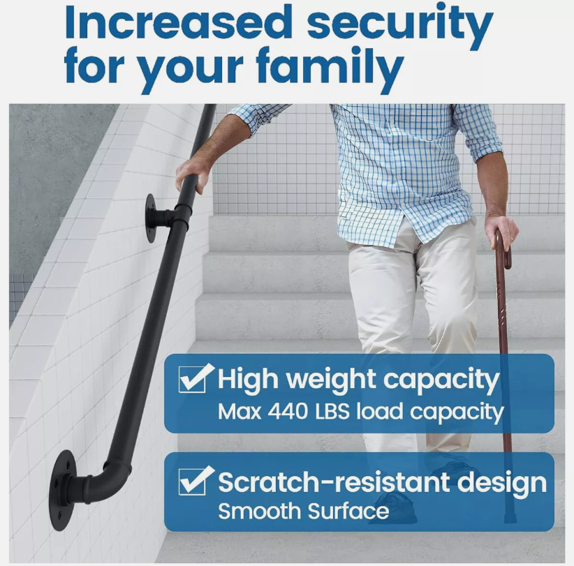Indoor / Outdoor Metal Handrail Stairs Grab Rail 60-300cm ...