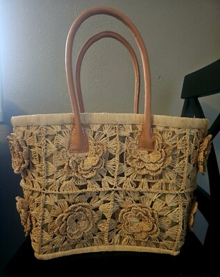 Shebobo Crocheted Straw Flower Bag | eBay